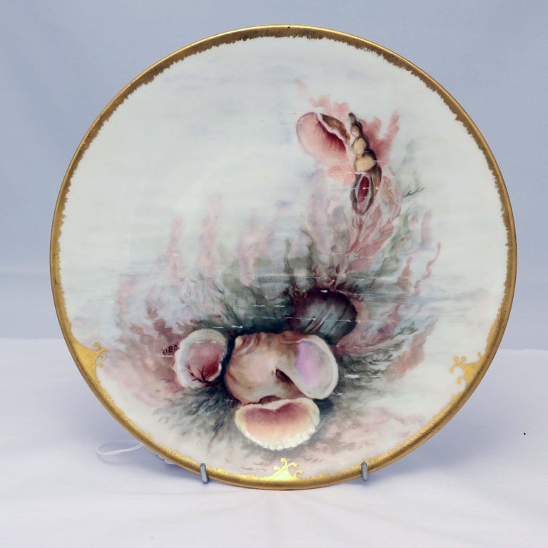 Set of 12 D&C Limoges Plates Painted with Shells at 1stDibs
