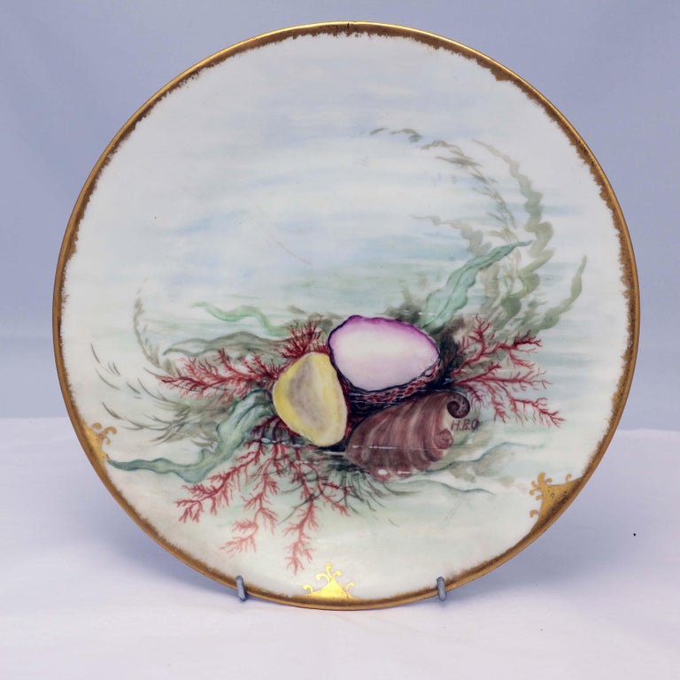 Set of 12 D&C Limoges Plates Painted with Shells at 1stDibs