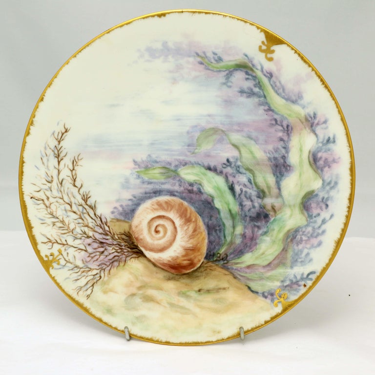 Set of 12 D&C Limoges Plates Painted with Shells at 1stDibs