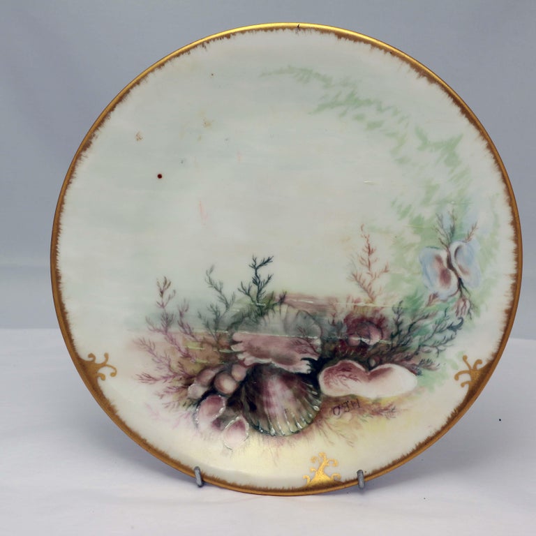 Set of 12 D&C Limoges Plates Painted with Shells at 1stDibs