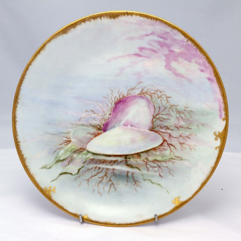 Set of 12 D&C Limoges Plates Painted with Shells at 1stDibs