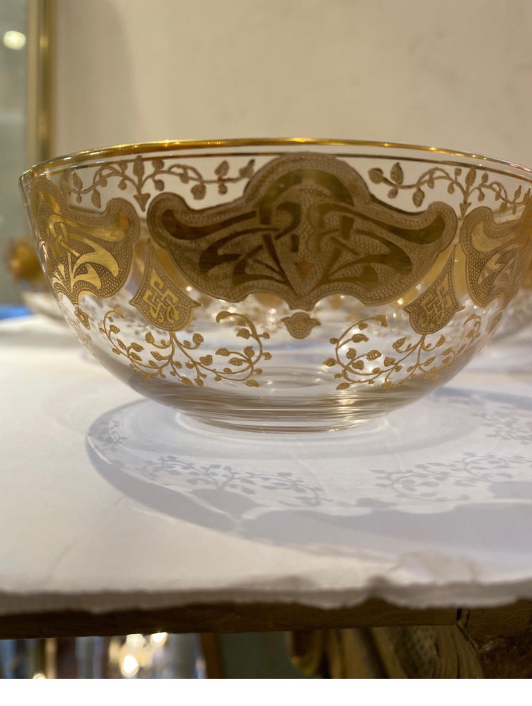 Set of 12 Hand Gilt Decorated Finger Bowls by Moser at 1stDibs
