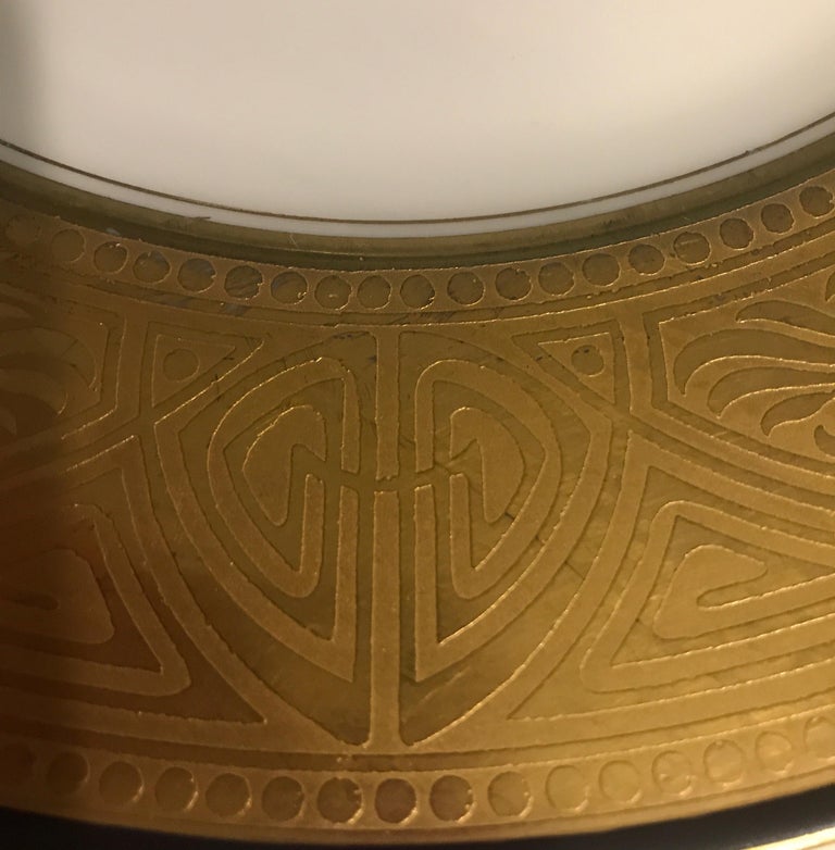 Set of 12 Porcelain Art Nouveau Gold Encrusted Service Dinner Plates at ...