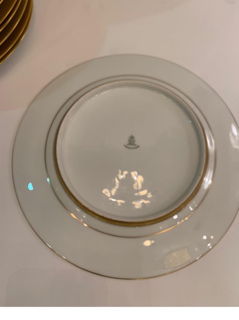 Set of 12 Thick Gold bordered Service Dinner Plates at 1stDibs