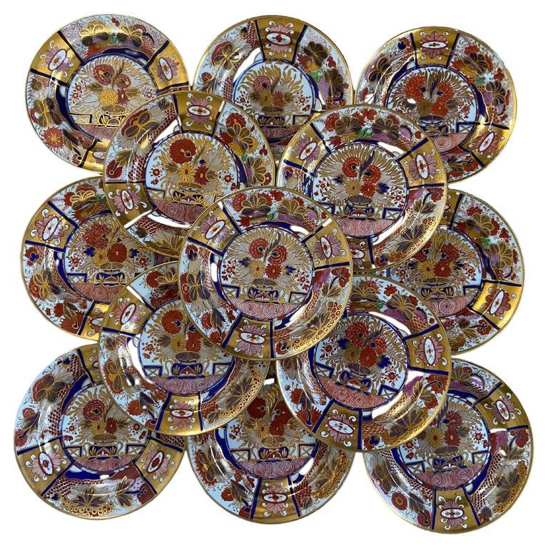 Set of 15 Chamberlain Worcester Plates Decorated in Pattern 240 For ...