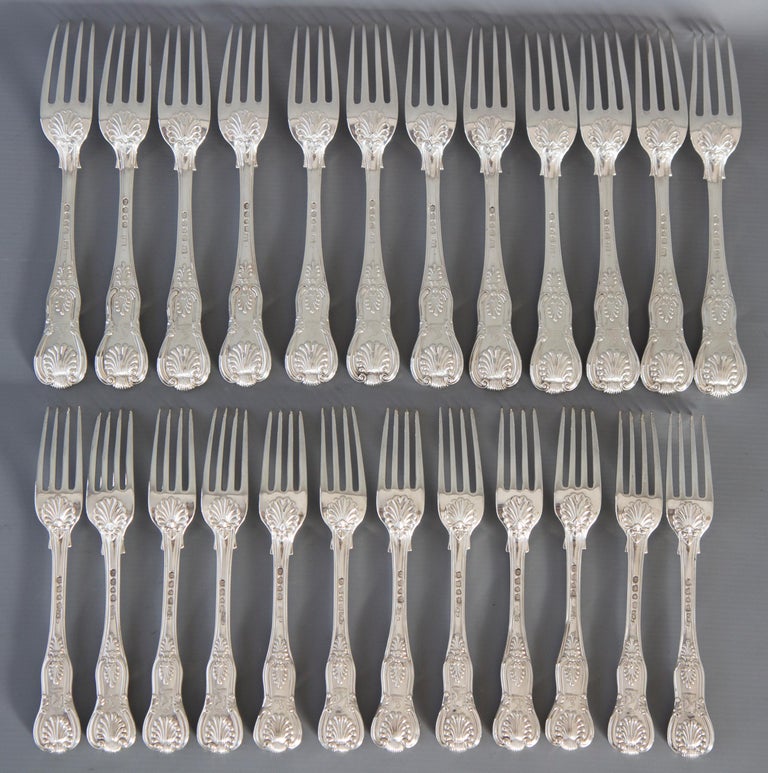 A Set of 24 Silver King's Pattern Table and Dessert Forks For Sale at ...