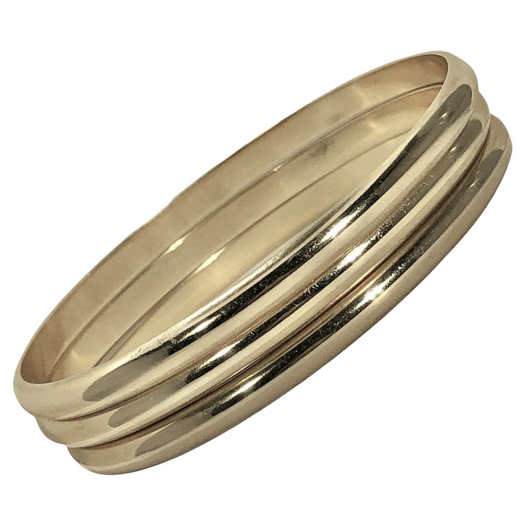 Set of 3 Vintage 14K Yellow Gold Tiffany and Co. Oval Shaped Bangle ...