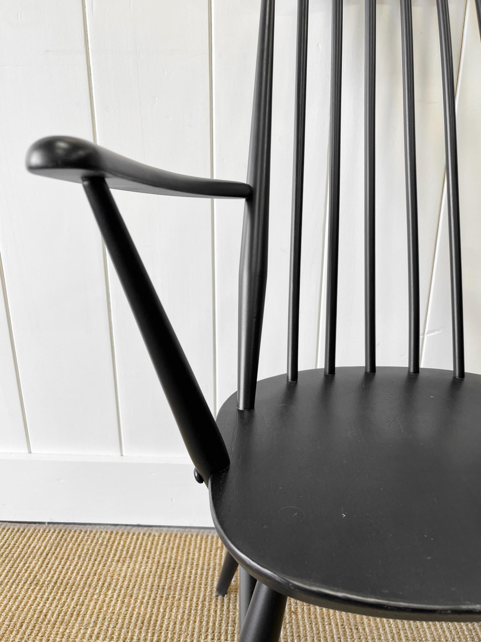 A Set of 4 Black Ercol Chairs For Sale at 1stDibs