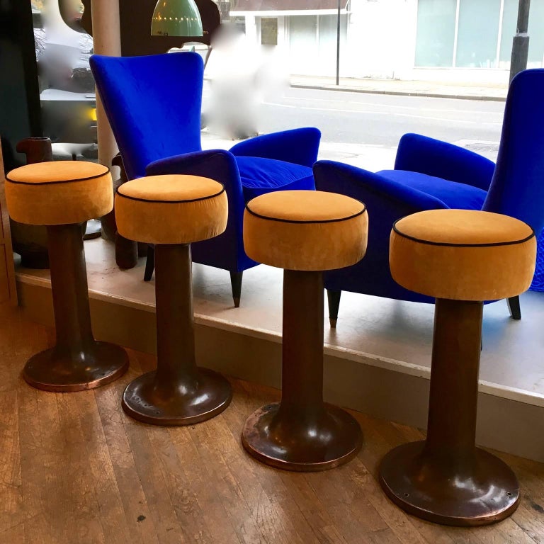 Set of Four Early 20th Century Copper Bar Stools from an Italian Ocean ...