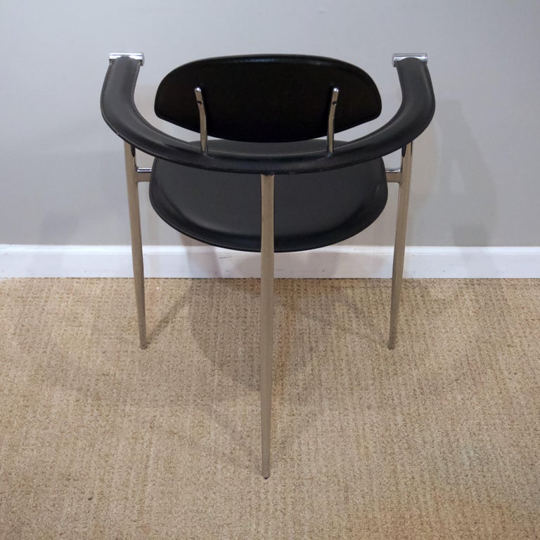 Set of 4 Italian Black Leather Stiletto Chairs by Arrben at 1stDibs