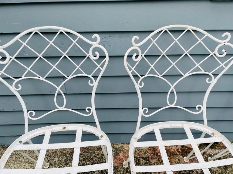 Set of 4 Vintage Wrought Iron Chairs For Sale at 1stDibs