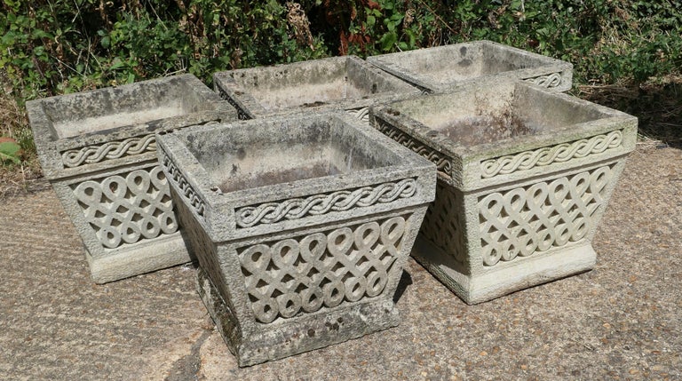 Set of 6 Classical Basket Weave Garden Planters For Sale at 1stDibs