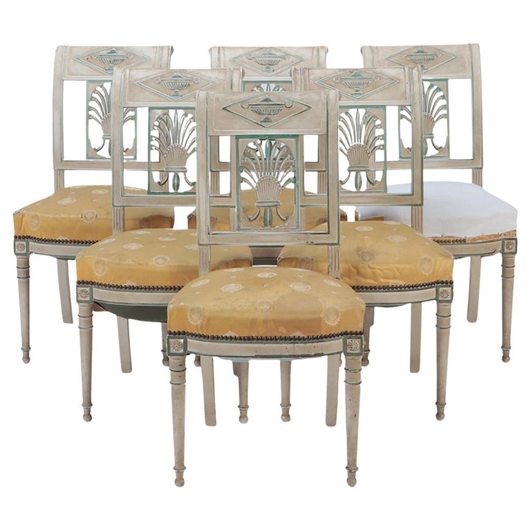 Set of 6 Painted French Directoire Style Dining Chairs, C 1920 For Sale ...
