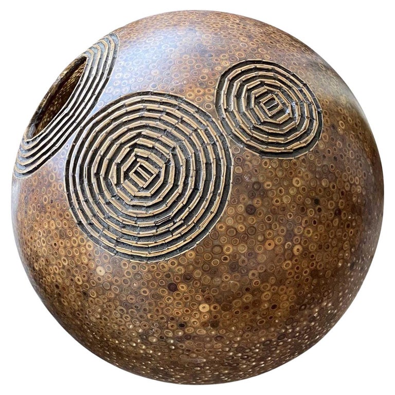 A Set of 4 American Modern Bamboo and Resin Composite Sphere Lights For ...