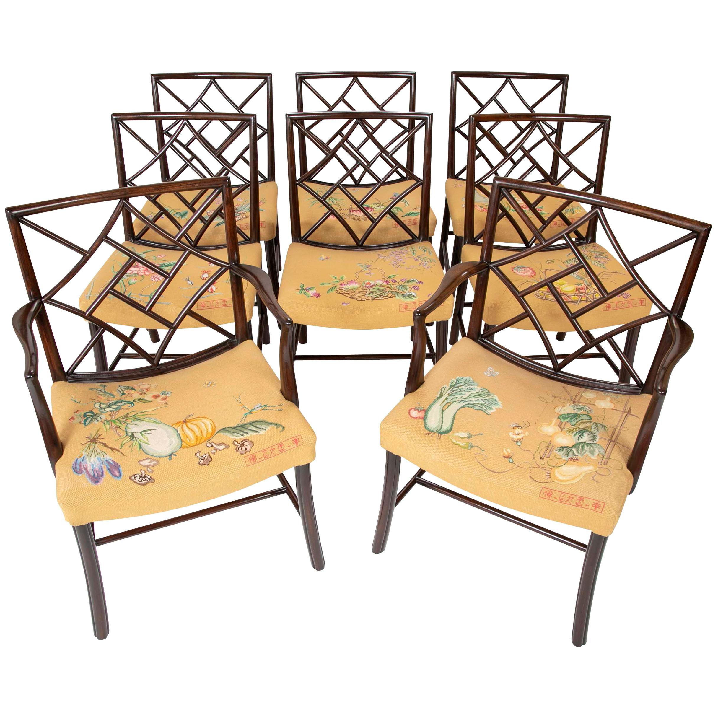 Walnut Chippendale Style Dining Room Set - 2 For Sale on 1stDibs