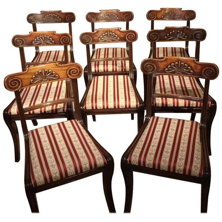 Set of 8 Mahogany Regency Period Antique Dining Chairs, circa 1820 For ...