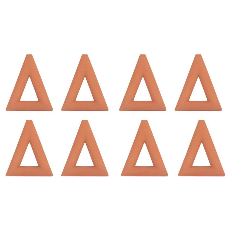 Set of 8 Terracotta Triangle Matt Vases by Valeria Vasi For Sale at 1stDibs