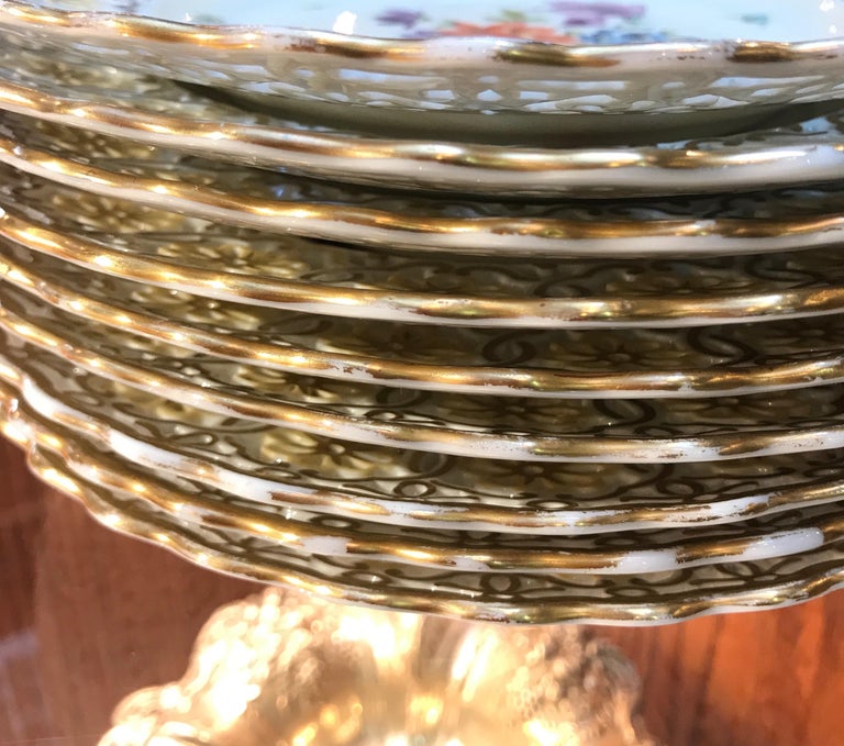 Set of 9 Hand Painted and Reticulated Accent Plates For Sale at 1stDibs