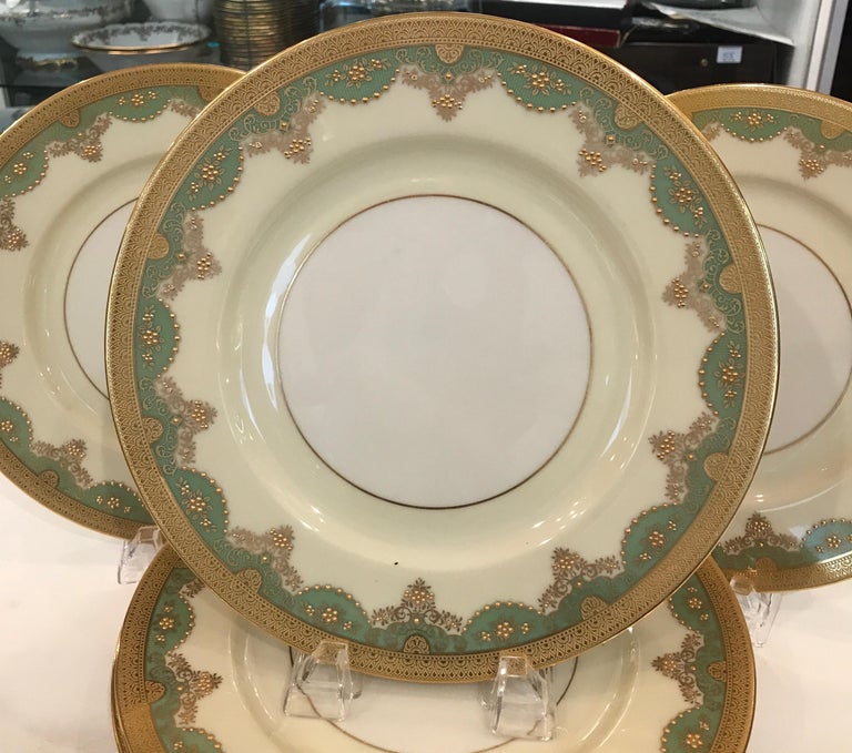 Set of 12 Antique Raised Gilt Service Dinner Plates 10.5 Inches ...