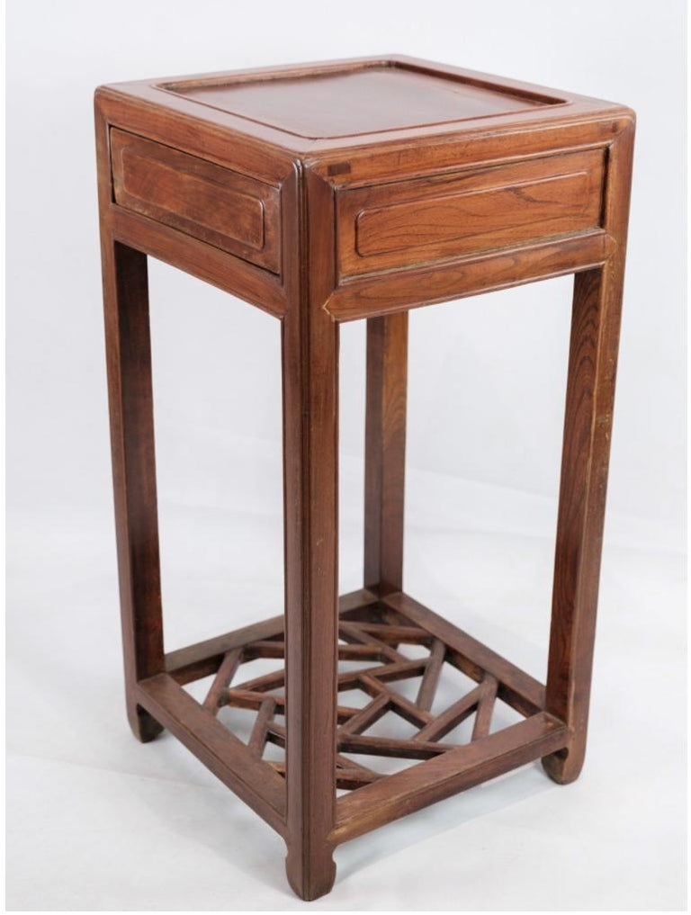 Set of Chinese Side Tables with Drawer in Polished Dark Wood For Sale ...