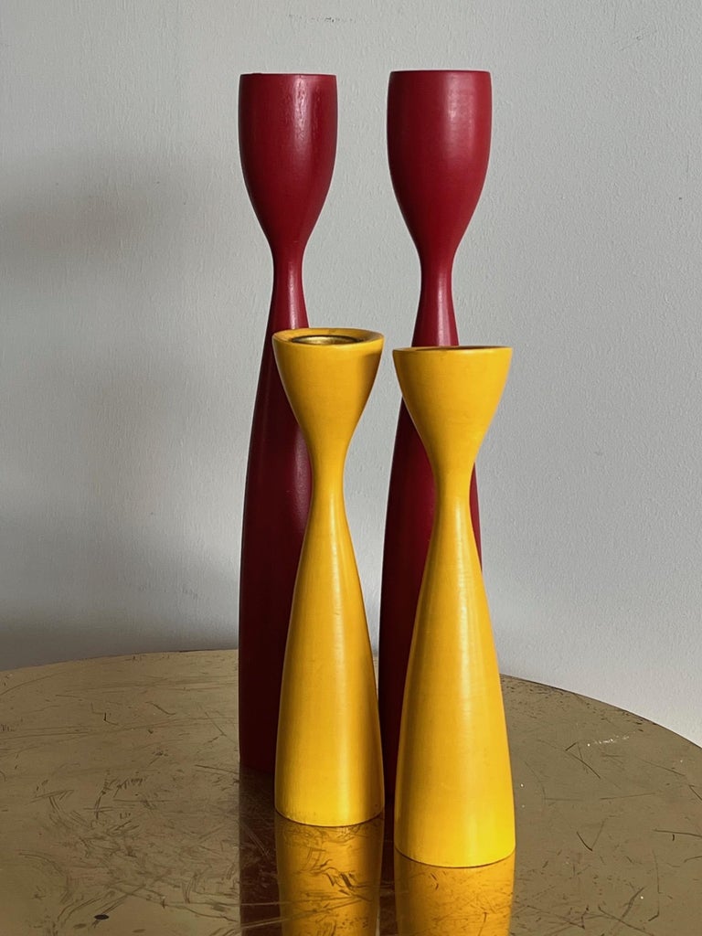 Set of Colorful Danish Candlesticks For Sale at 1stDibs