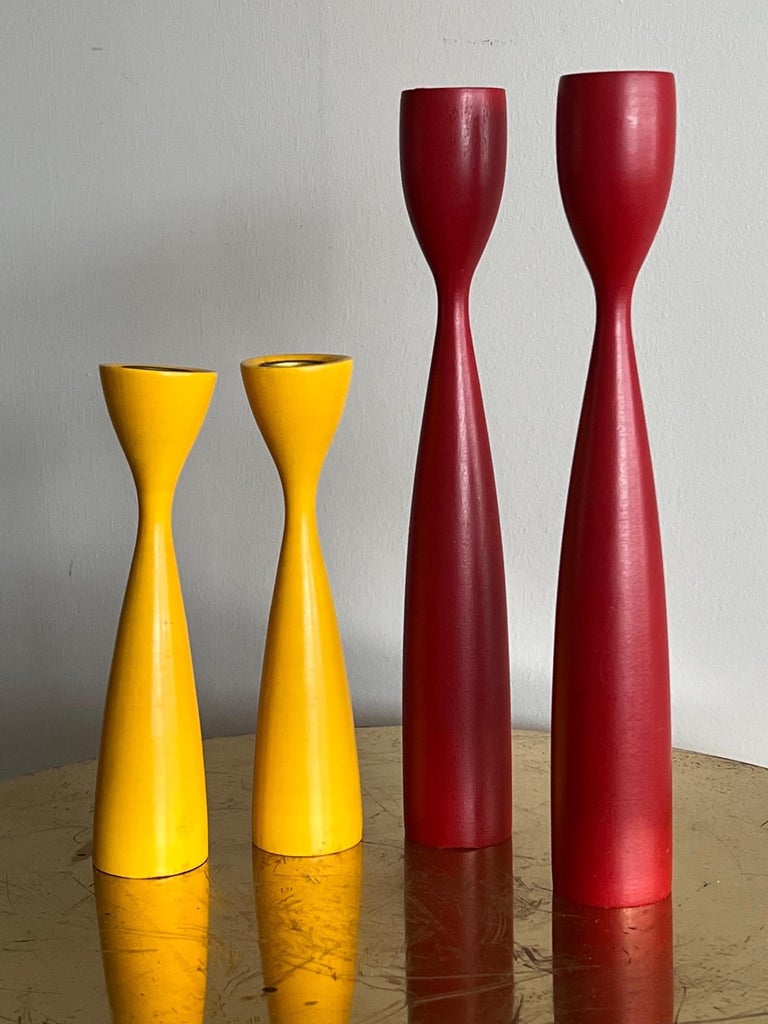 Set of Colorful Danish Candlesticks For Sale at 1stDibs