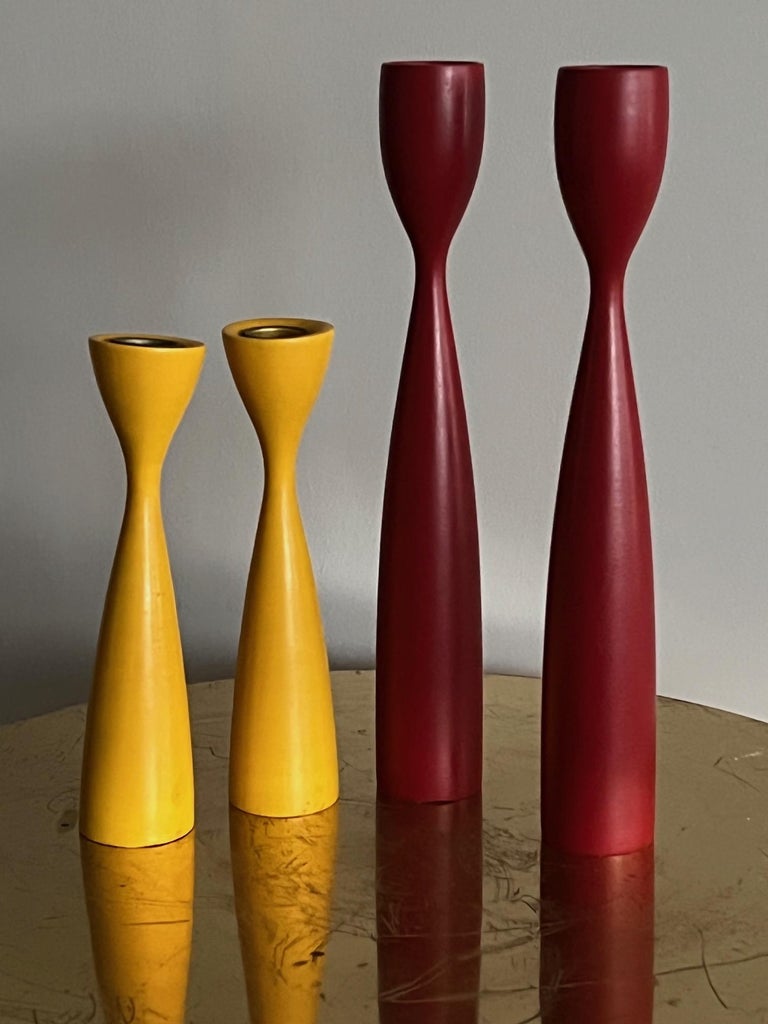 Set of Colorful Danish Candlesticks For Sale at 1stDibs