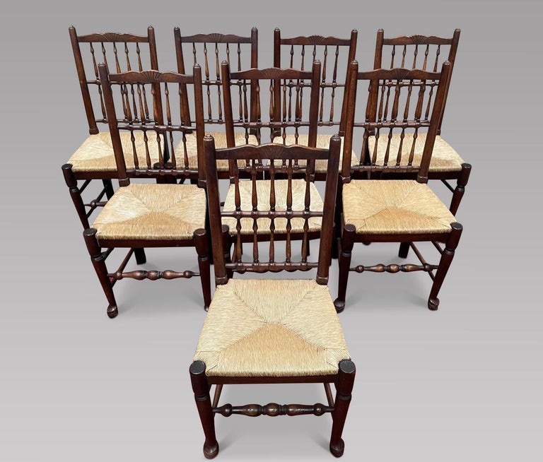 Set of Eight Elm Spindle Back Dining Chairs For Sale at 1stDibs