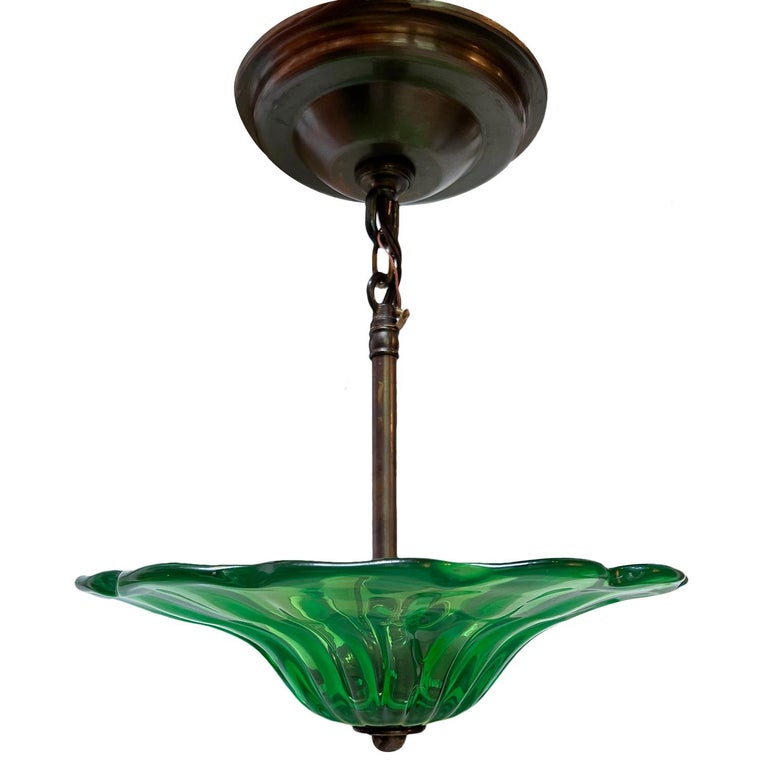 Set of Emerald Green Glass Light Fixtures, Sold Individually For Sale ...