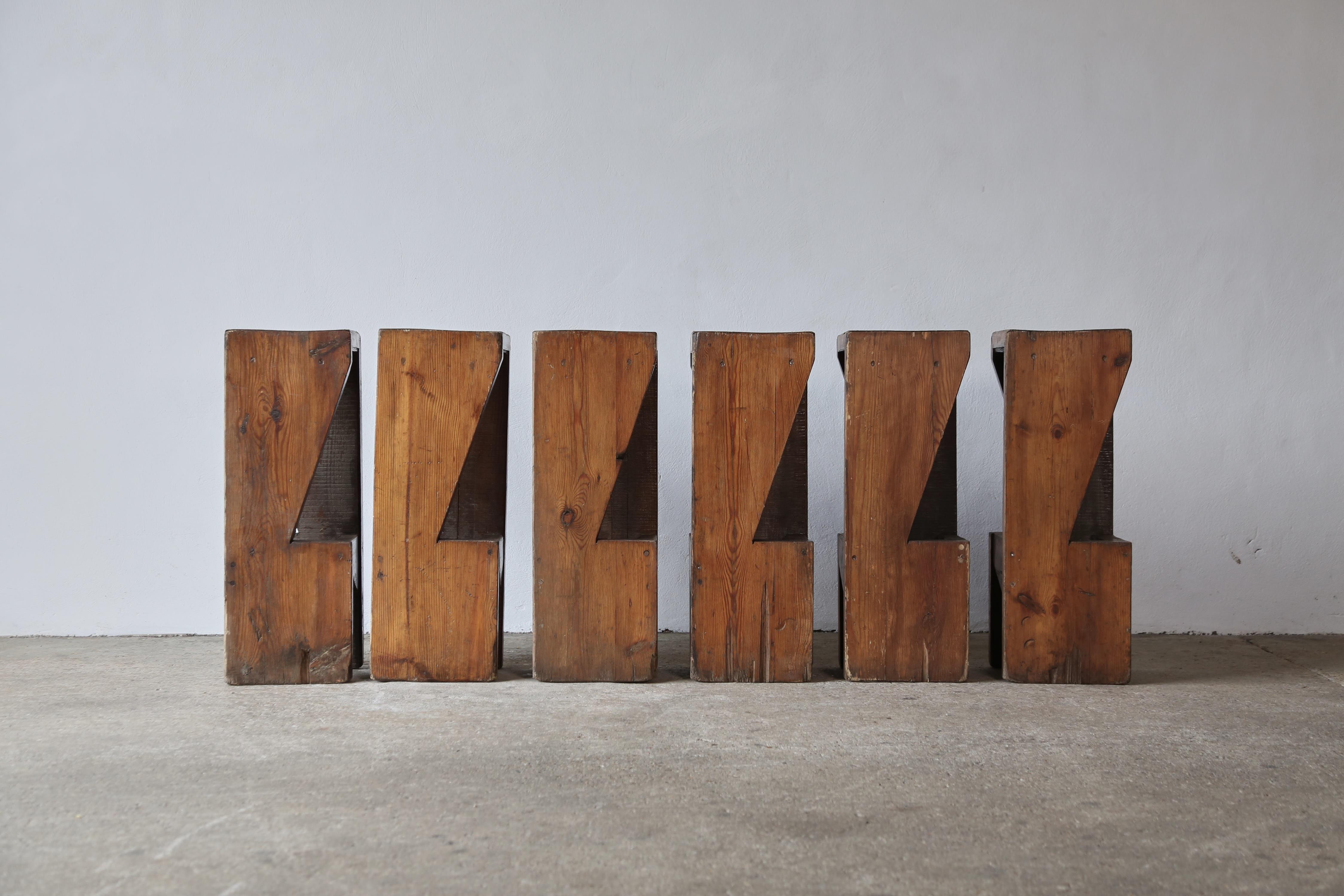 Set of Extraordinary Spanish Stools in Pine, 1960s For Sale at 1stDibs