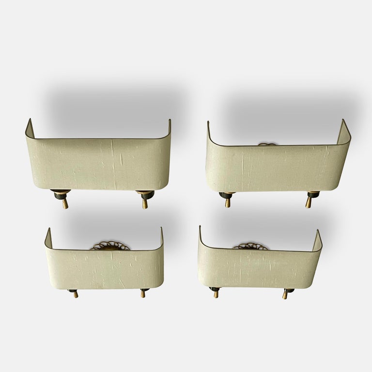 Set of Four 1940s French Wall Lights in the Style of Gilbert Poillerat ...