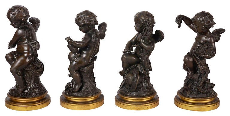 A set of four 19th Century bronze cherubs depicting the four seasons ...