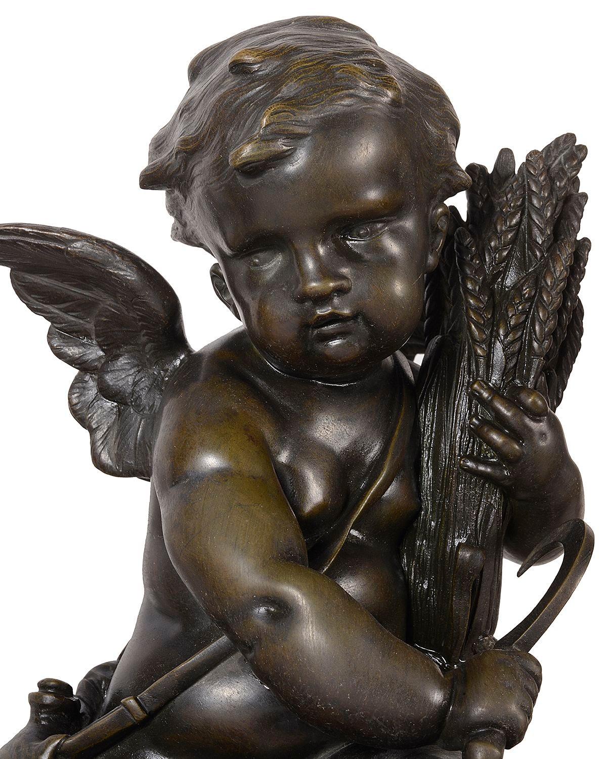 A set of four 19th Century bronze cherubs depicting the four seasons ...