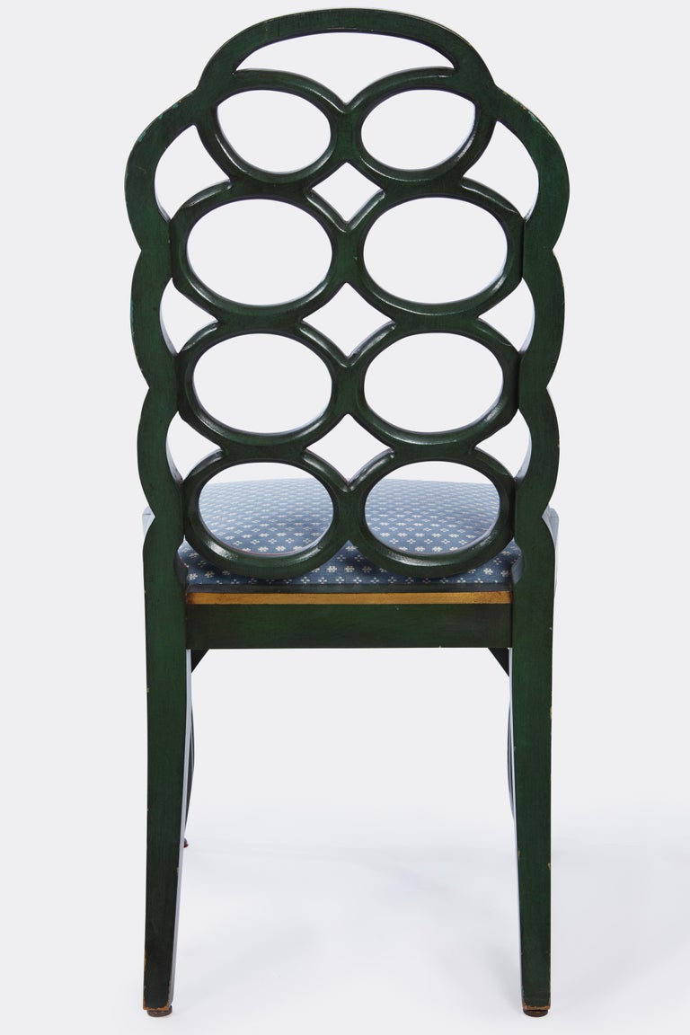 Set of Four Frances Elkins Loop Side Chairs with Painted Decoration at ...