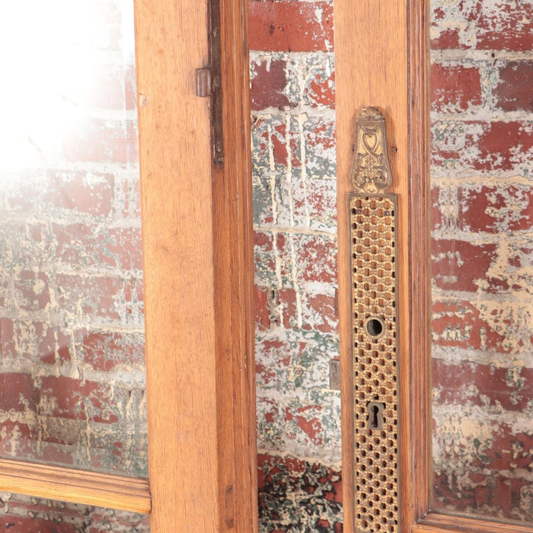 Set of Four Panel Oak Entry Doors with Beveled Glass, circa 1900 at 1stDibs