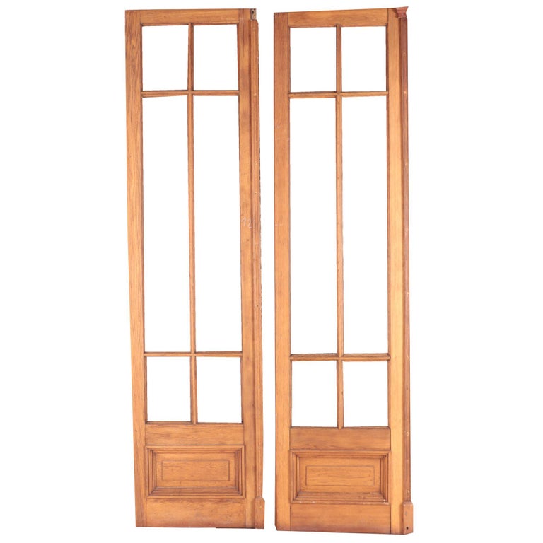 Set of Four Panel Oak Entry Doors with Beveled Glass, circa 1900 at 1stDibs