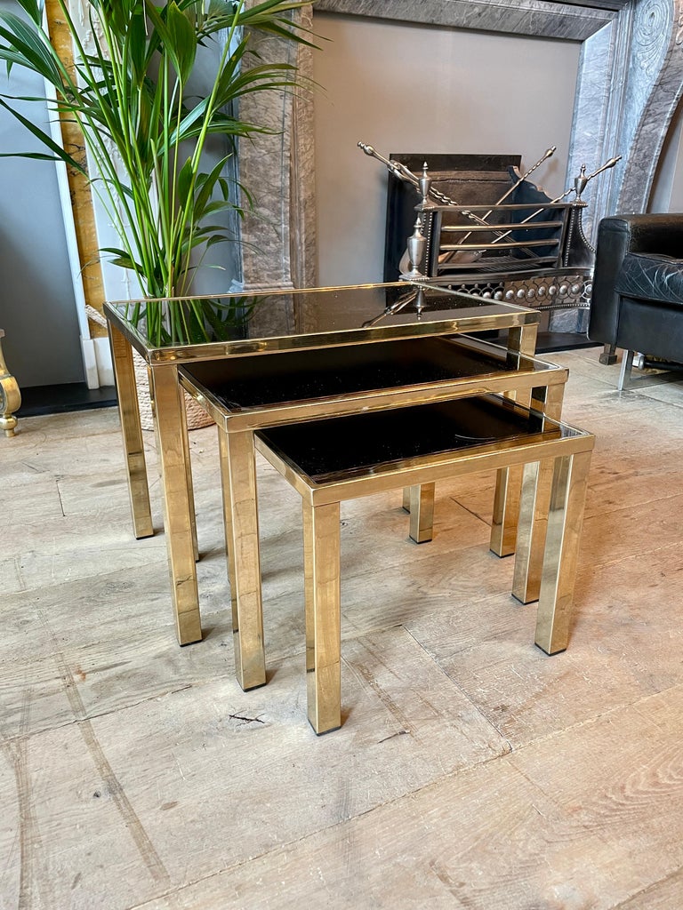 Set of Gold Plated Nesting Tables by Belgo Chrome For Sale at 1stDibs
