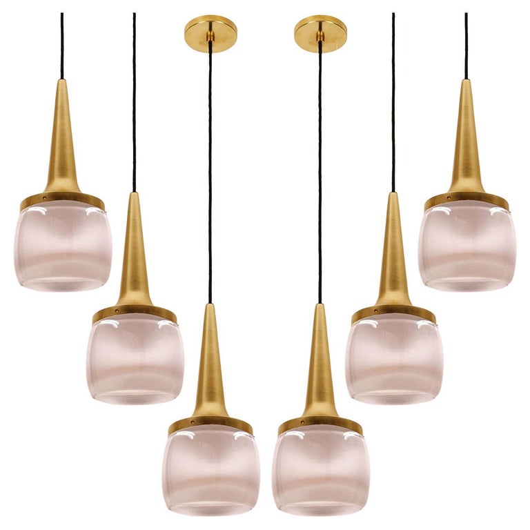 A set of nine of Brass Glass Cascade Fixtures by Staff, for Parlor at ...