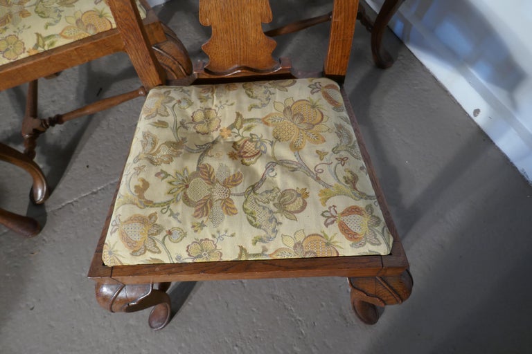 Set of Six Arts and Crafts Queen Ann Style Golden Oak Dining Chairs at ...