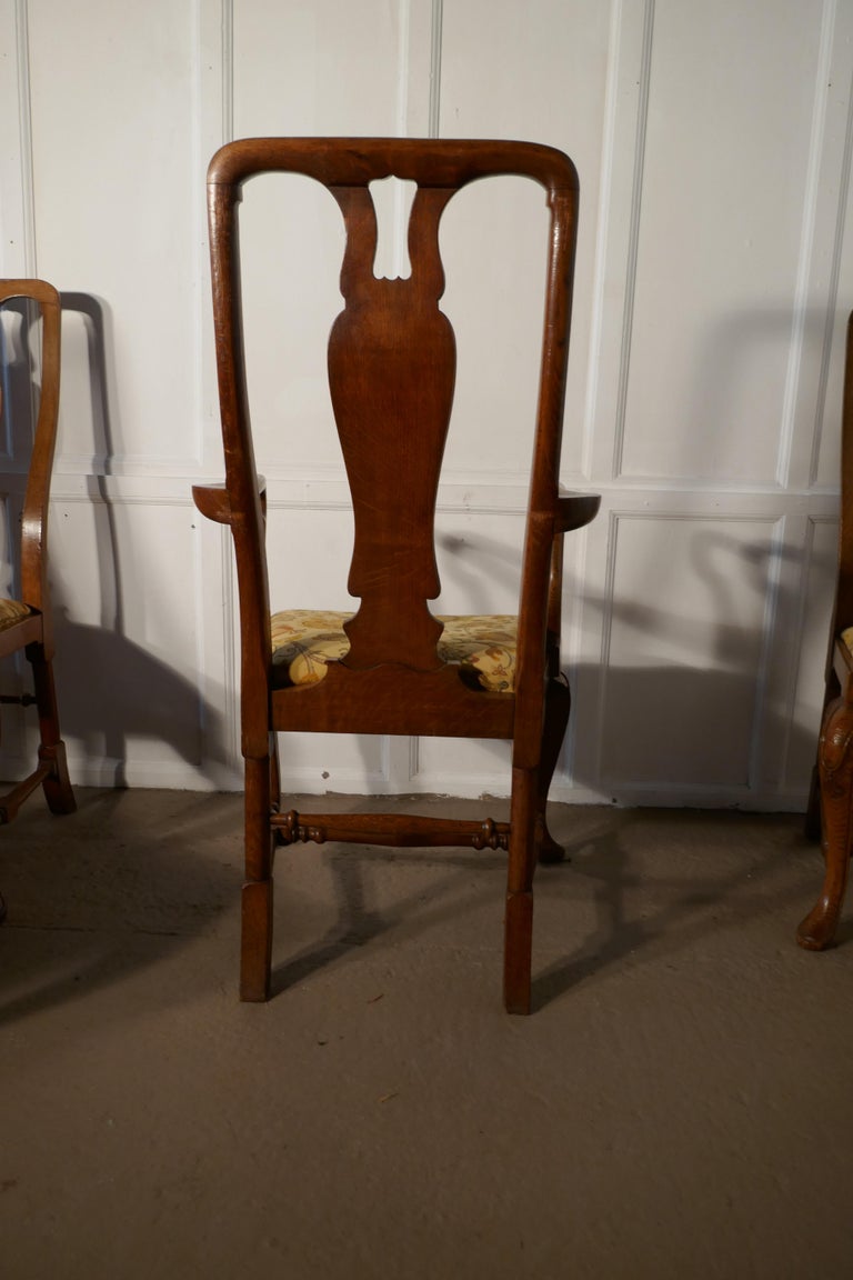 Set of Six Arts and Crafts Queen Ann Style Golden Oak Dining Chairs at ...