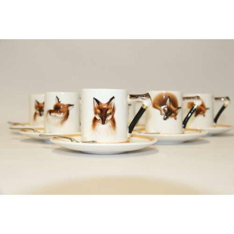 Set of Six English Fox Hunting Royal Doulton Coffee Cups and Saucers ...