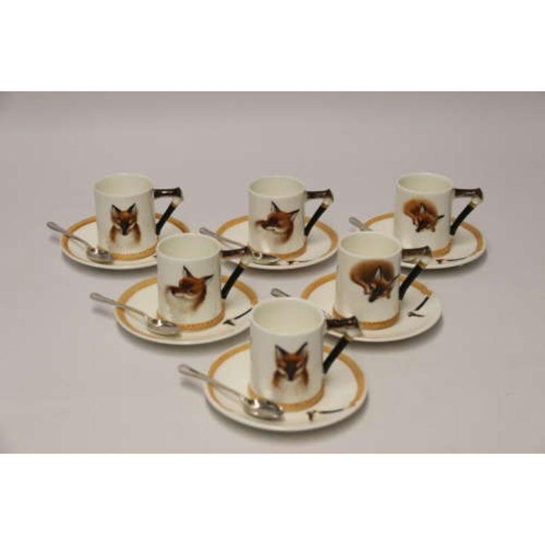 Set of Six English Fox Hunting Royal Doulton Coffee Cups and Saucers ...