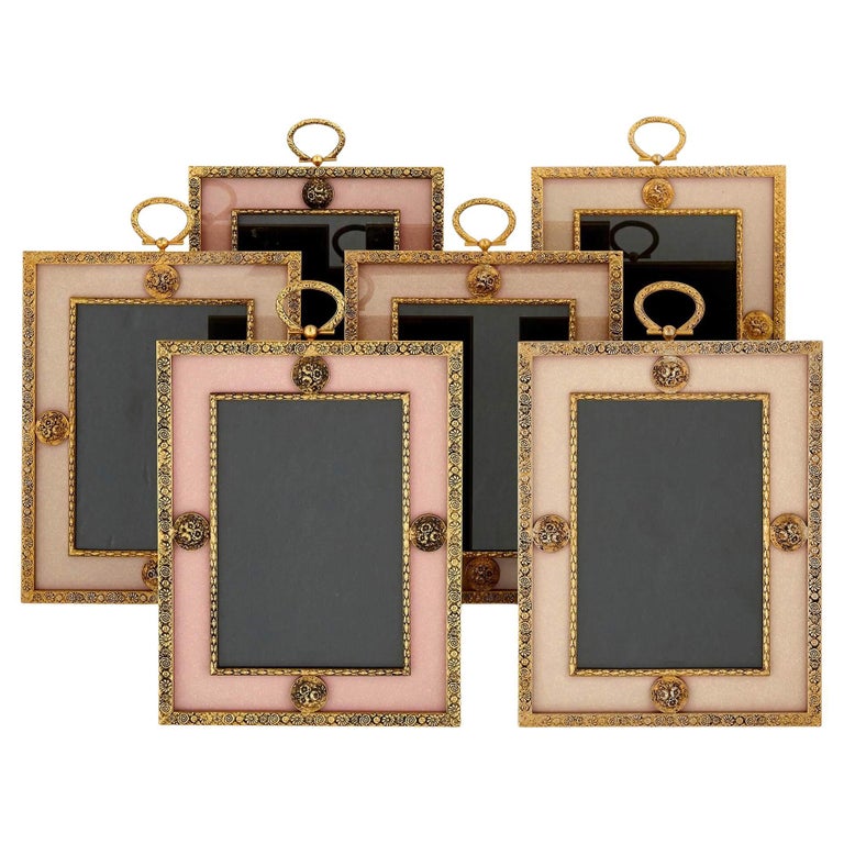 Set of Six Gilt-Metal Mounted Rectangular Photograph Frames by Puiforcat For Sale at 1stDibs