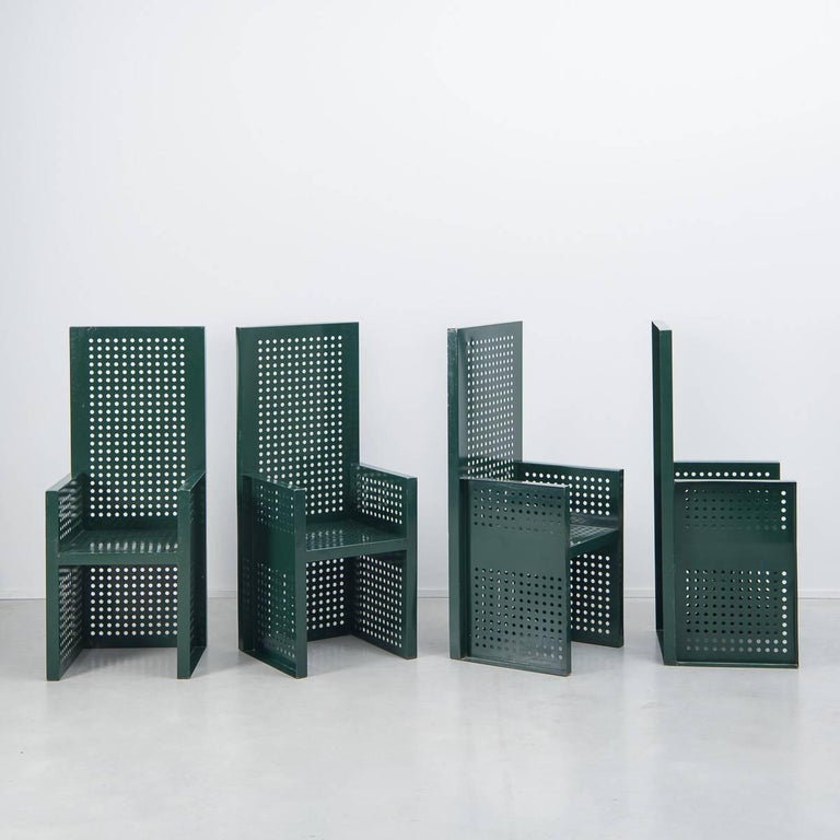 Green Perforated Metal Chair at 1stDibs