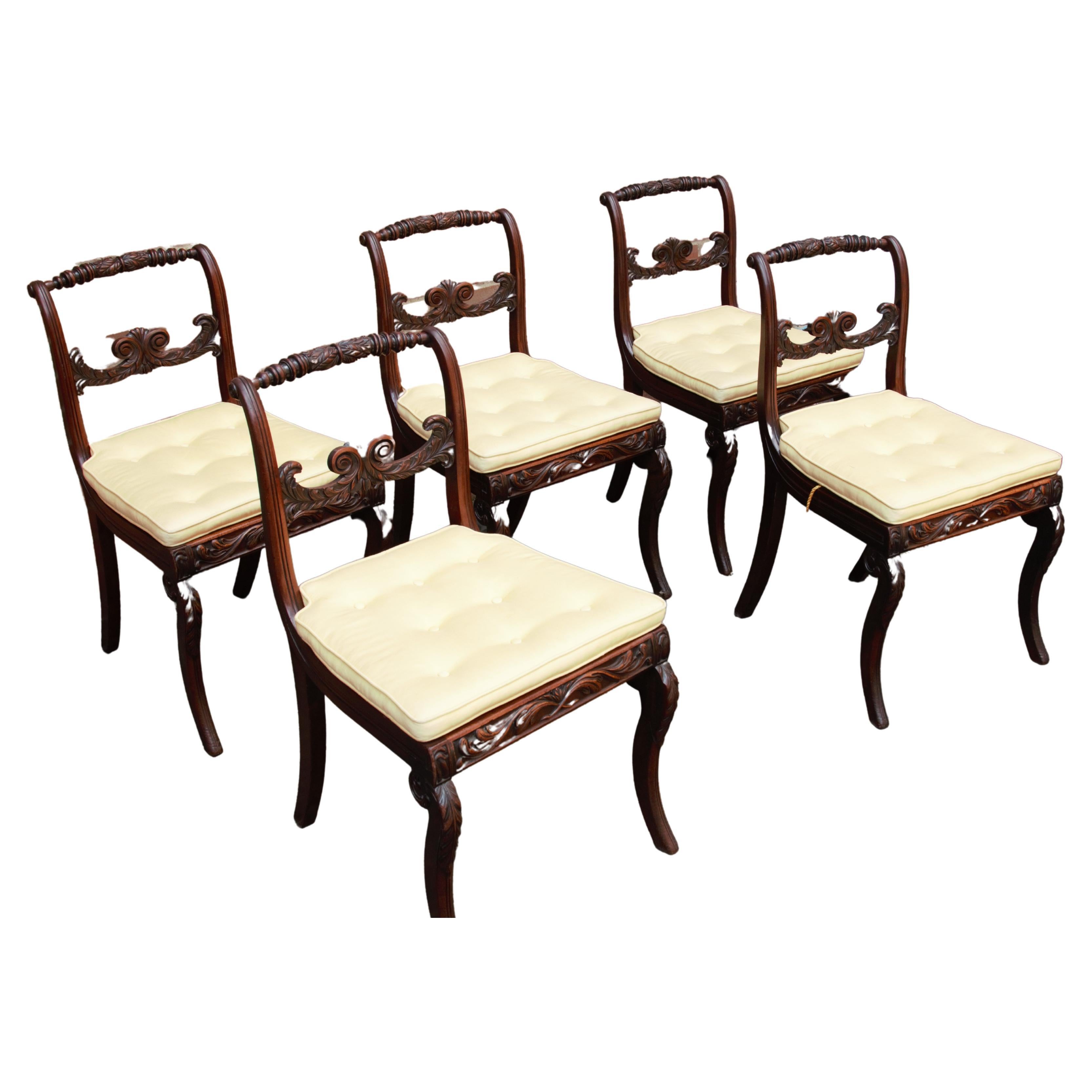 Exceptional Set of Six Sabre Leg Dining Chairs For Sale at 1stDibs