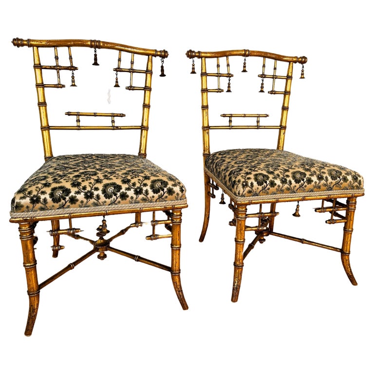 A set of small Antique Gilt Parlour Chairs For Sale at 1stDibs