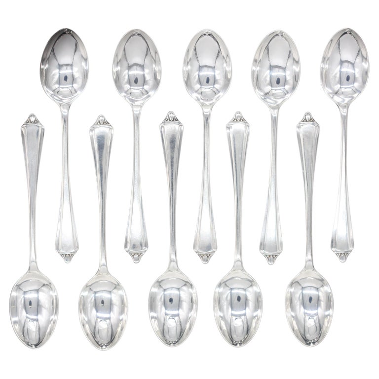 Set of Ten Silver Demitasse Spoons For Sale at 1stDibs