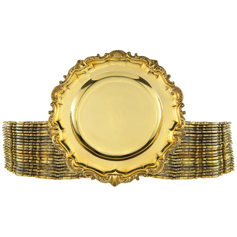 A Set of Thirty Nine Victorian Silver-Gilt Dessert Plates at 1stDibs