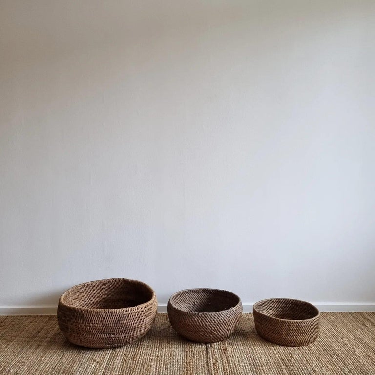 Set of Three Big Swedish Root Baskets For Sale at 1stDibs