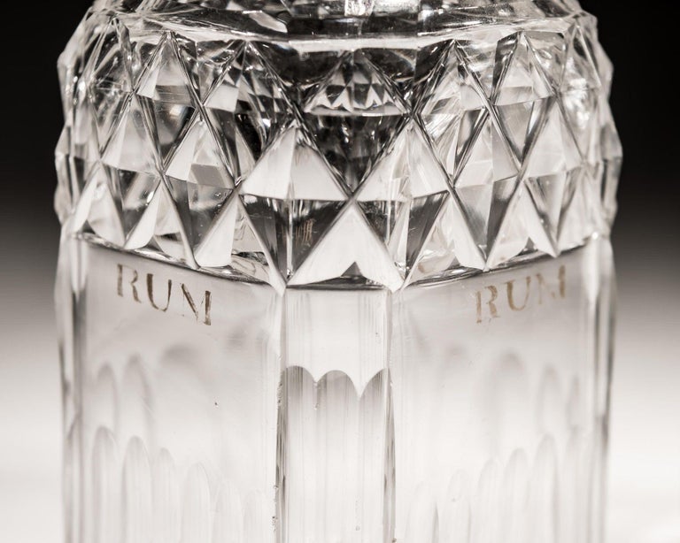 Set of Three Georgian Square Labelled Spirit Decanters at 1stDibs
